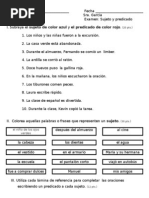 Prueba de Sujeto y Predicado | PDF