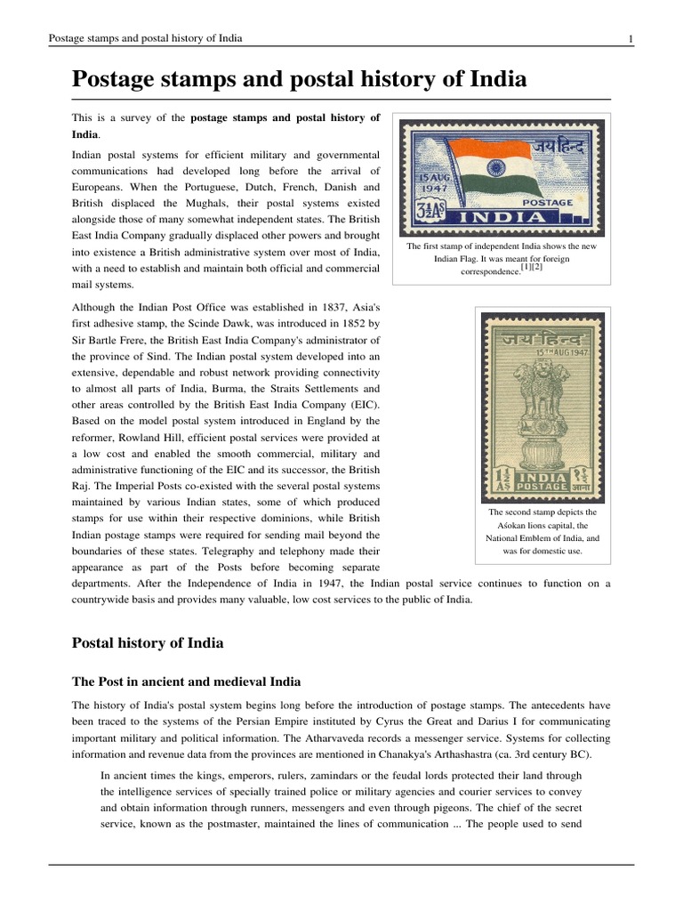 History of Indian Postage Stamps | PDF | Postage Stamp | Mail