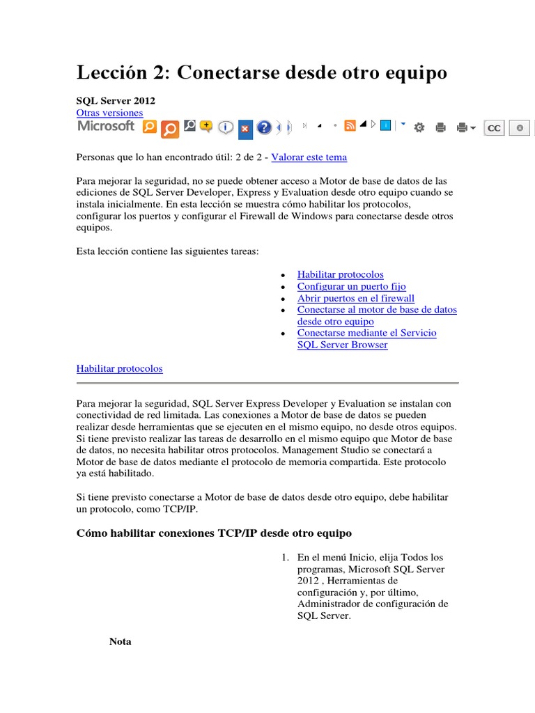 Conexión Remota en SQL Server 2012 | PDF | Servidor SQL de Microsoft ...
