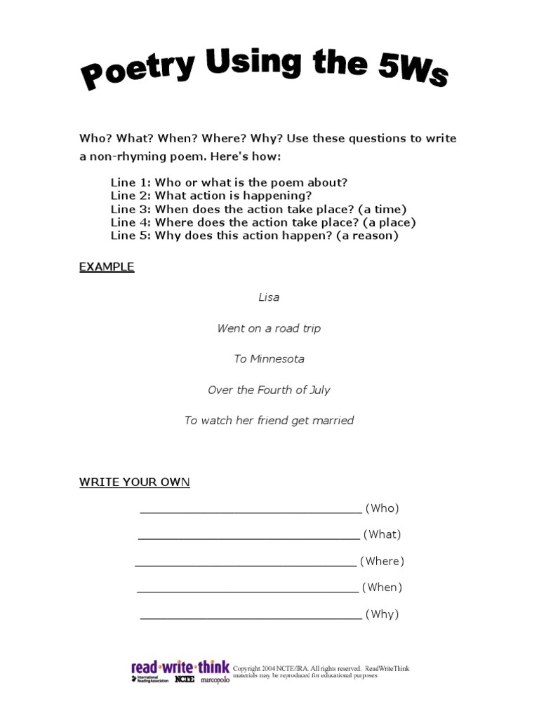 Crafting Non-Rhyming Poems Guide | PDF | Language Arts & Discipline ...