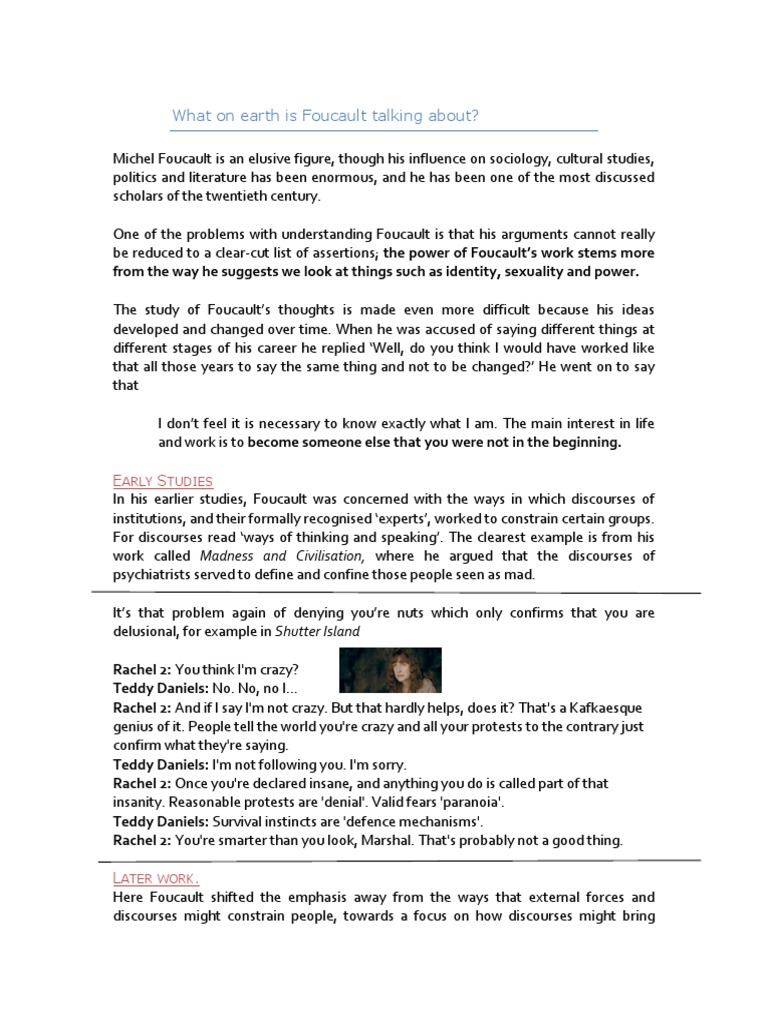 Foucault Theory Discourse | PDF | Power (Social And Political) | Discourse
