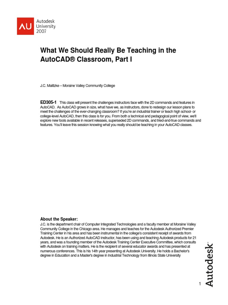 Teaching in The AutoCAD Classroom PDF | PDF | Auto Cad | Microsoft Excel