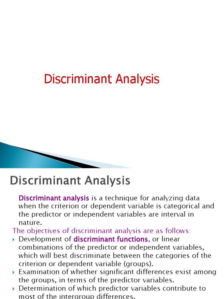 Discriminant_Analysis.ppt | Correlation And Dependence | Statistical ...