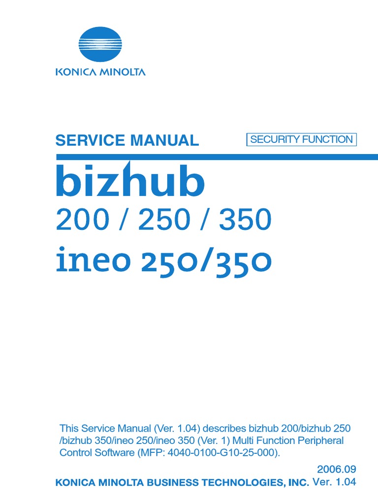 Service Manual Bizhub c250 | PDF