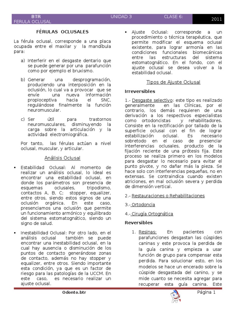 Férula Oclusal y Estabilidad Dental | PDF | Dentadura postiza | Músculo