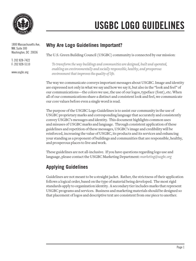 USGBC Logo Usage Guidelines PDF | PDF | Leadership In Energy And ...