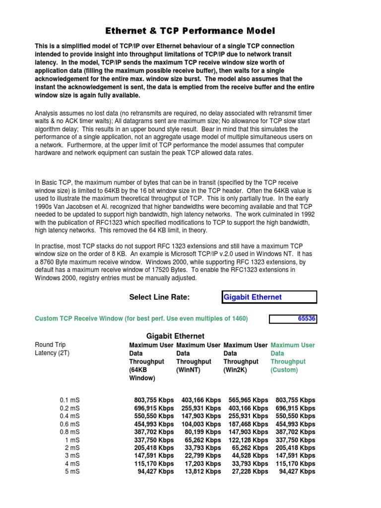 Ethernet Throughput Analysis Model | PDF | Transmission Control ...