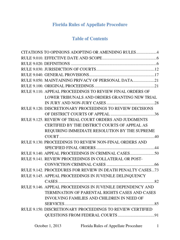 Florida Rules of Appellate Procedure | PDF | Supreme Courts | Certiorari