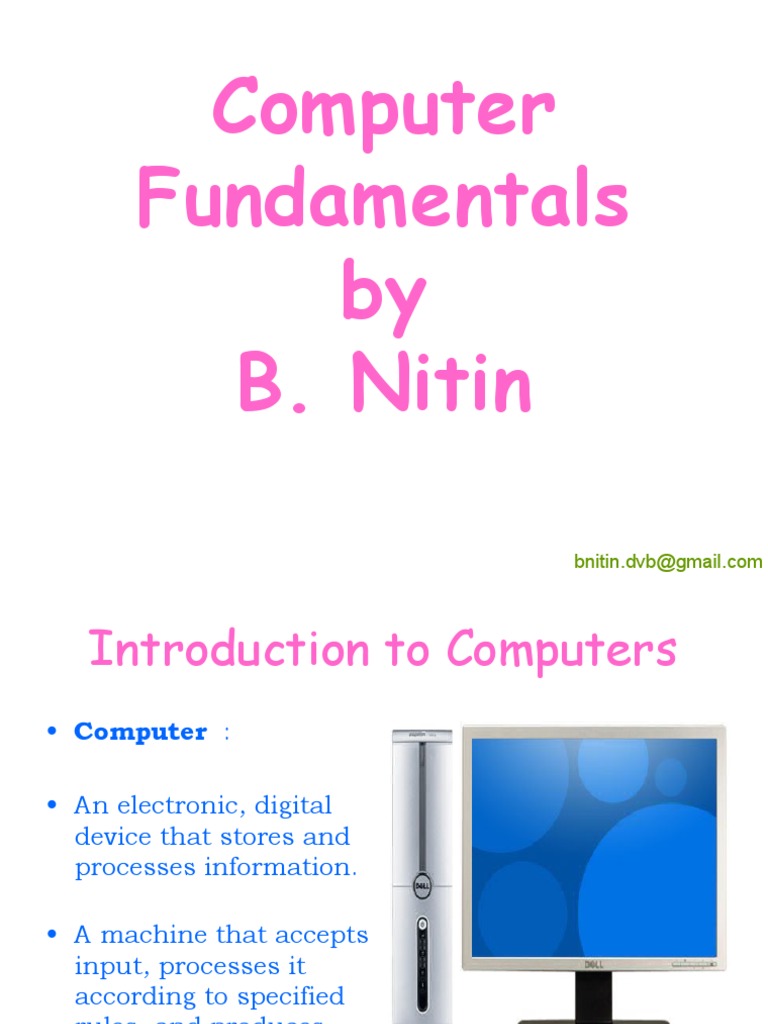 Computer Fundamentals by B. Nitin | PDF | Computer Data Storage | Input/Output
