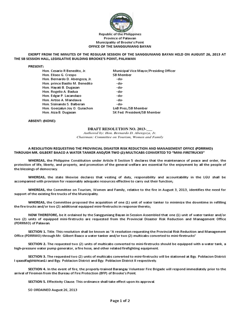 Resolution For Firetruck | PDF | Firefighter | Official Documents