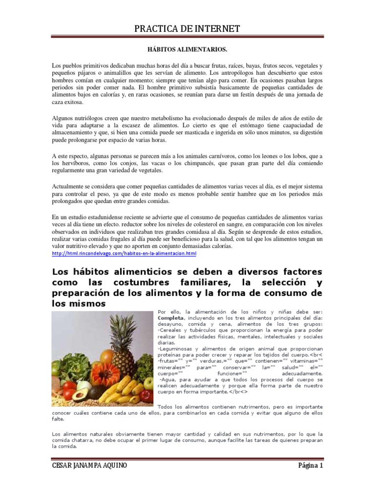 Hábitos Alimentarios Saludables y Efectivos | PDF | Alimentos | Comida ...