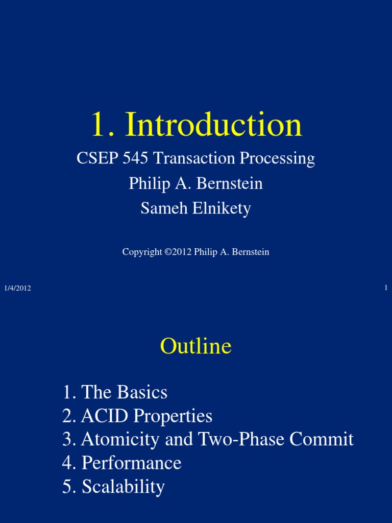 Introduction To Transaction Processing | PDF | Database Transaction | Acid