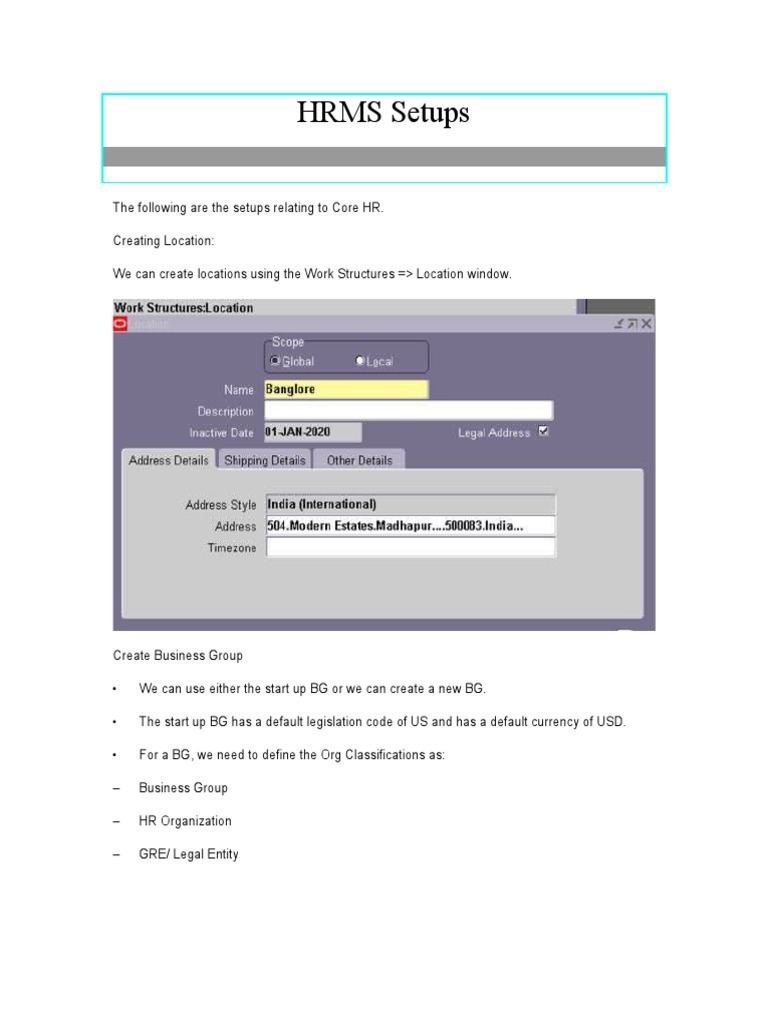 Oracle - Hrms-Setups. | PDF | Career & Growth