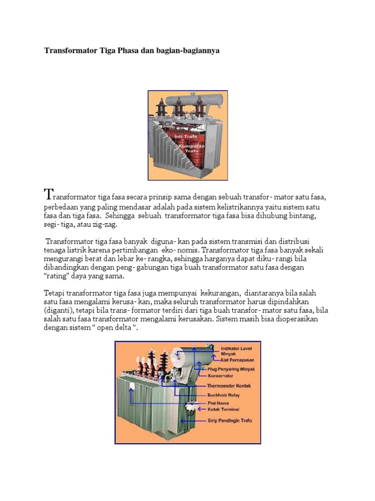 Transformator Tiga Phasa Dan Bagian | PDF
