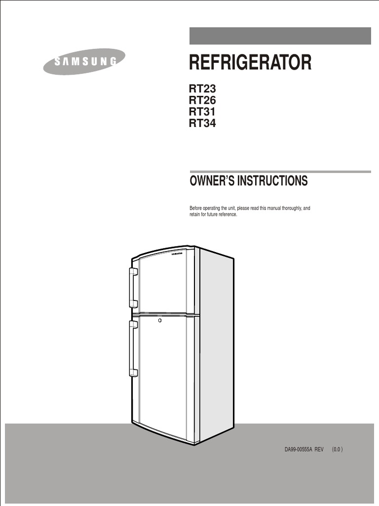 Samsung Refrigerator User Manual RT23-34 | PDF | Refrigerator | Ice