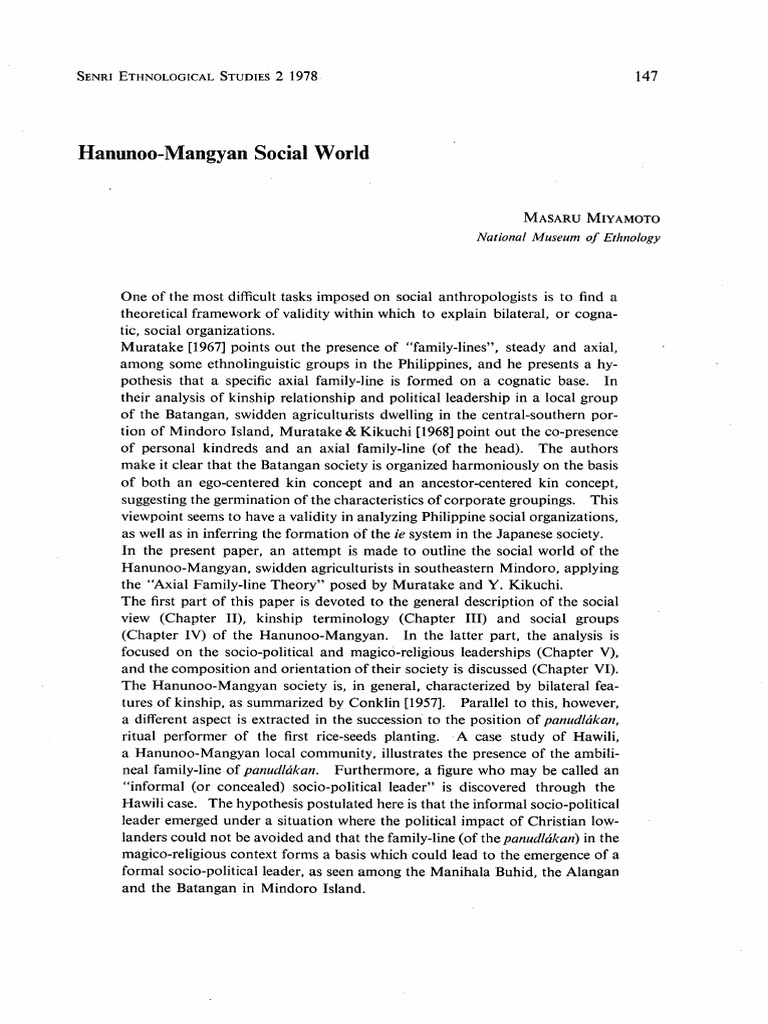 An Analysis of the Social World of the Hanunoo-Mangyan People of ...