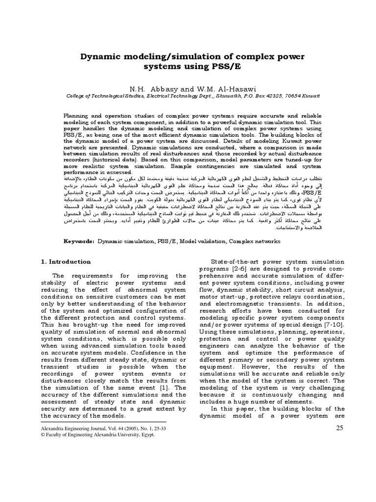Dynamic Modeling of Complex System Using PSSE | PDF | Electric Power ...