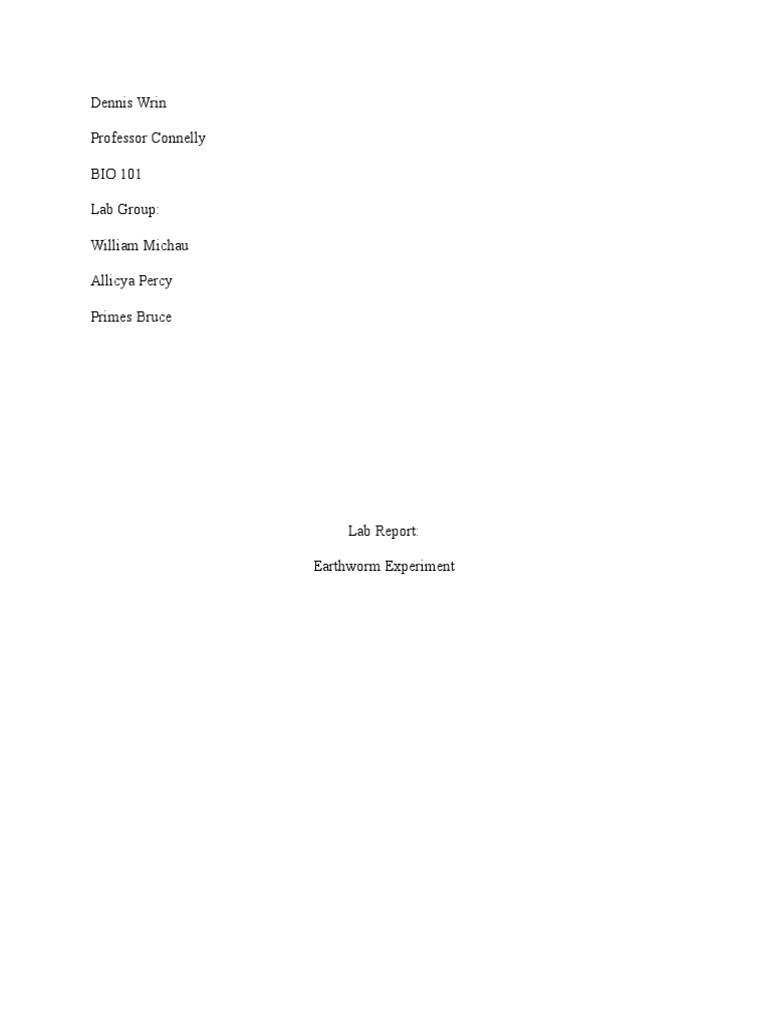 Understanding Earthworm Chemotaxis: An Analysis of Four Student Lab ...