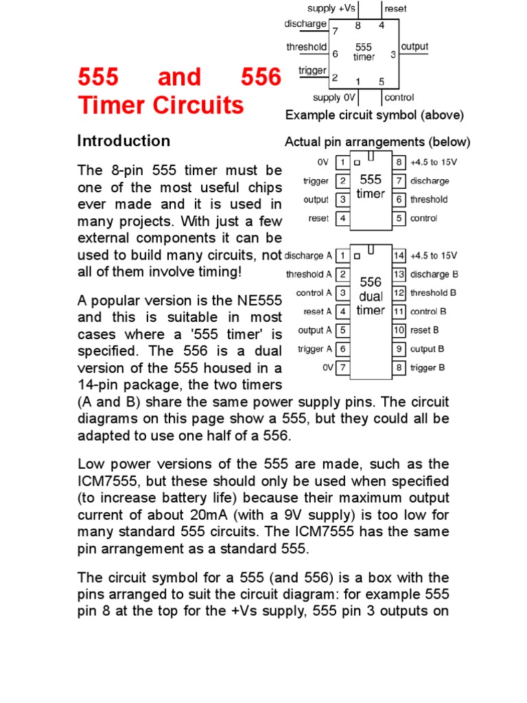 555 And 556 Timer Circuits Pdf Capacitor Electronic Circuits