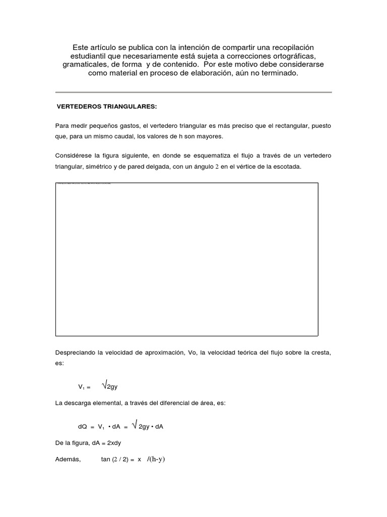 Vertedero Triangular | PDF | Ecuaciones | Sistema de ecuaciones lineales