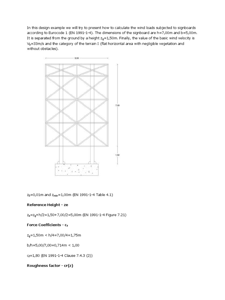 In This Design Example We Will Try To Present How To Calculate The Wind ...