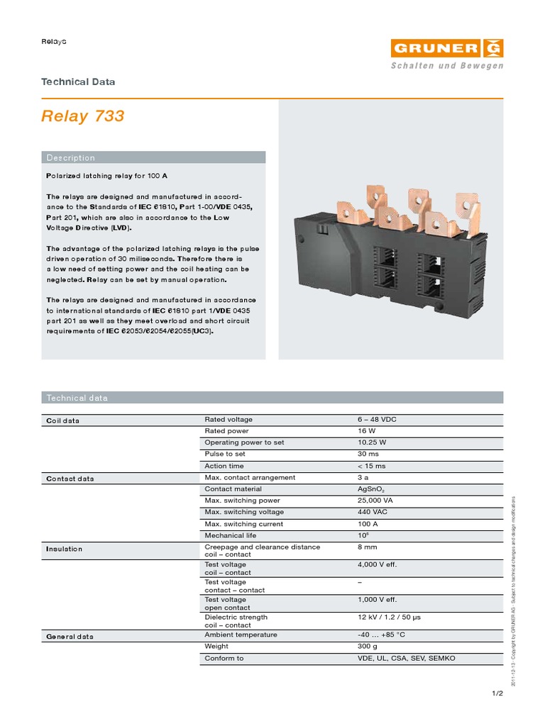 En733 PDF | PDF | Relay | Insulator (Electricity)