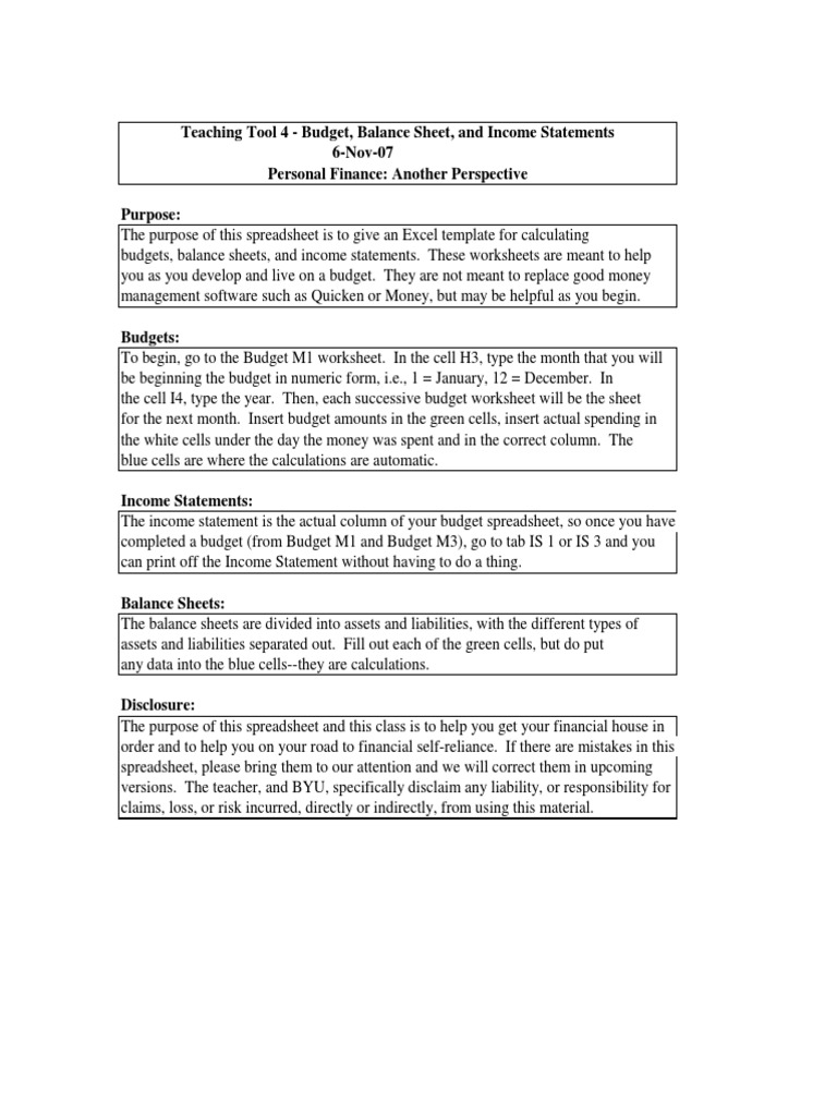 TT04 - Budget Balance Sheet and Income Statements - 2 | PDF | Expense ...