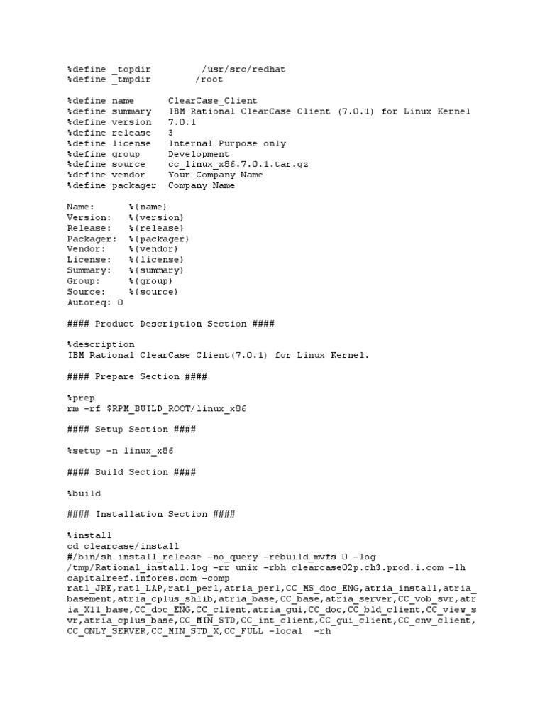 Clearcase Client 7.0.1.4.spec | PDF | Unix Software | Software