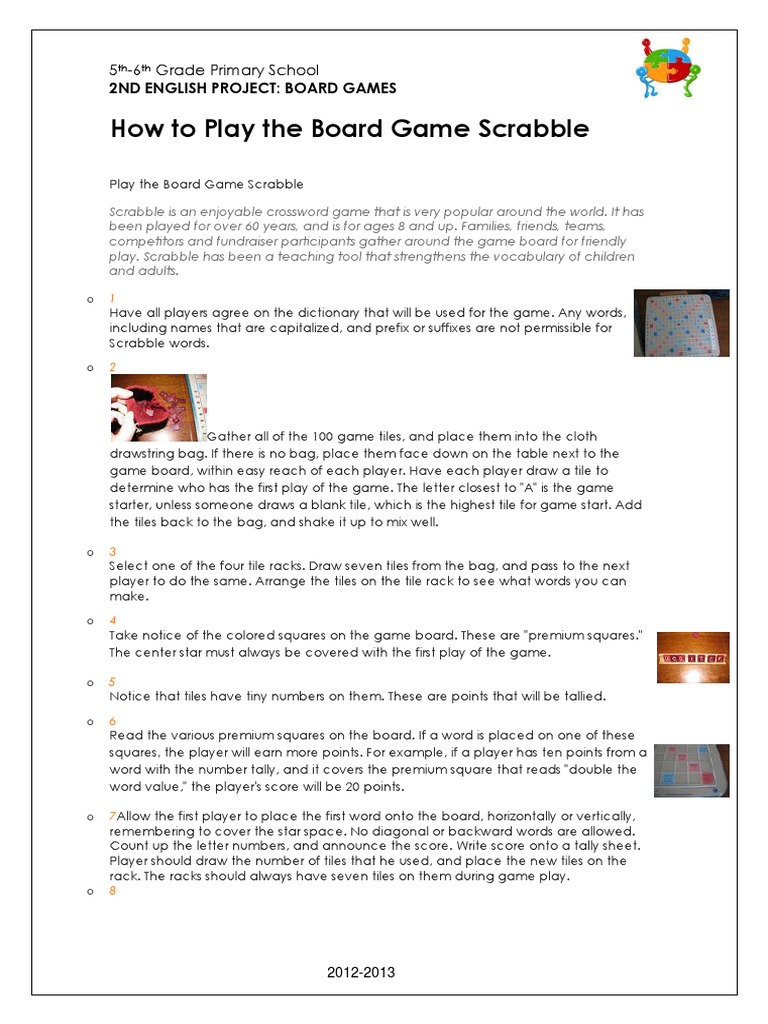 How To Play The Board Game Scrabble: 2Nd English Project: Board Games ...