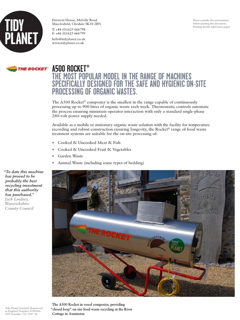 A500 Rocket Composter - Tidy Planet 2013 | PDF | Foods | Recycling