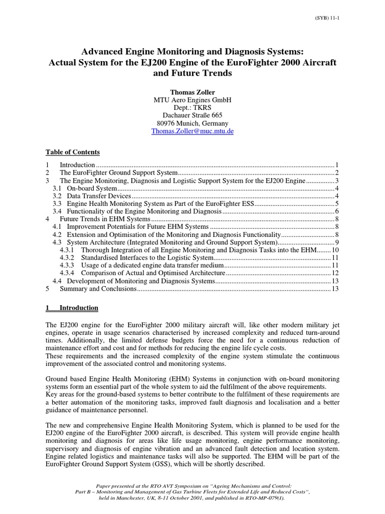 EJ200 Engine Monitoring System Overview | PDF | Monitoring (Medicine ...