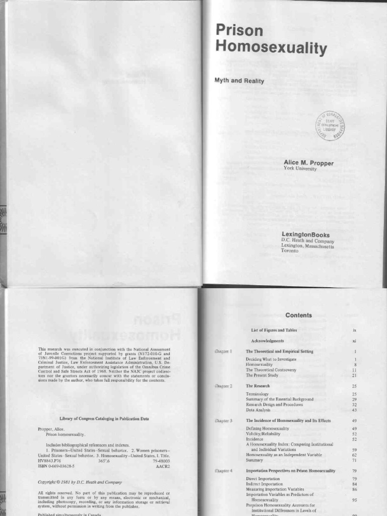 Propper, Alice - Prison Homosexuality - Myth and Reality Print) | PDF ...