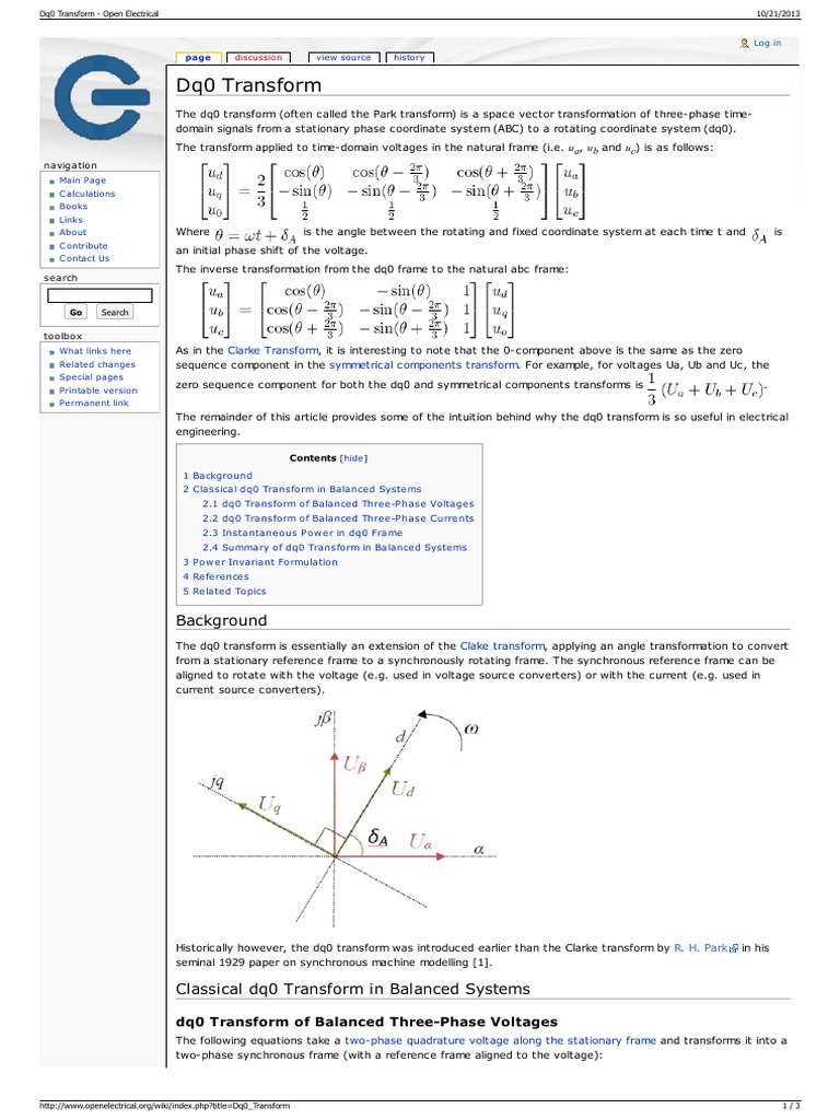 Understanding the dq0 Transform | PDF | Electrical Engineering ...