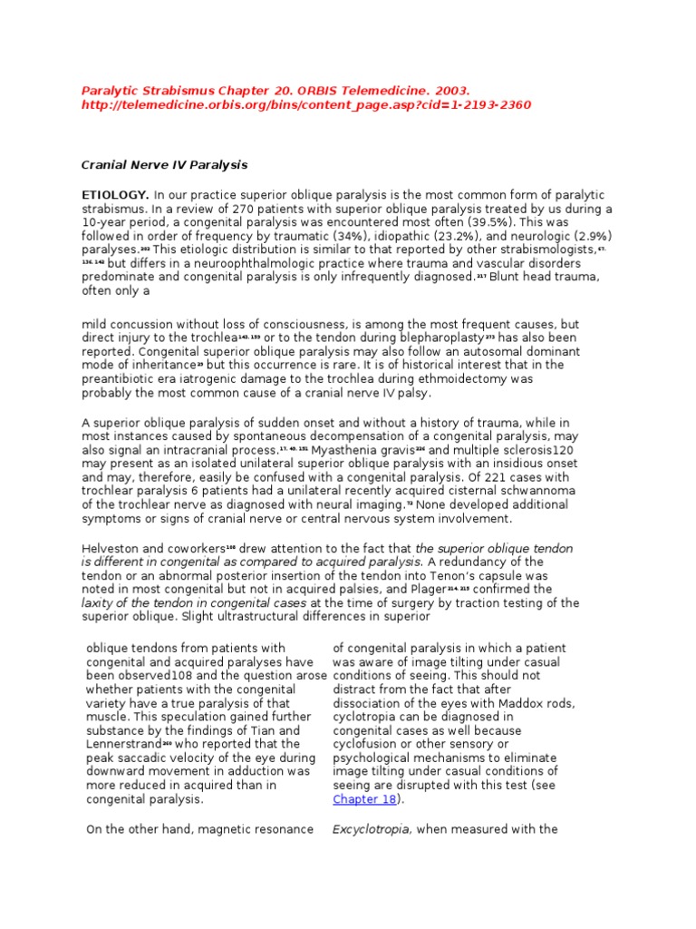 Paralytic Strabismus Chapter | PDF | Congenital Disorder | Nervous System
