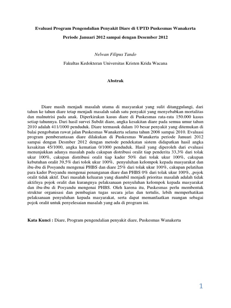 Artikel Evaluasi Program Diare | PDF