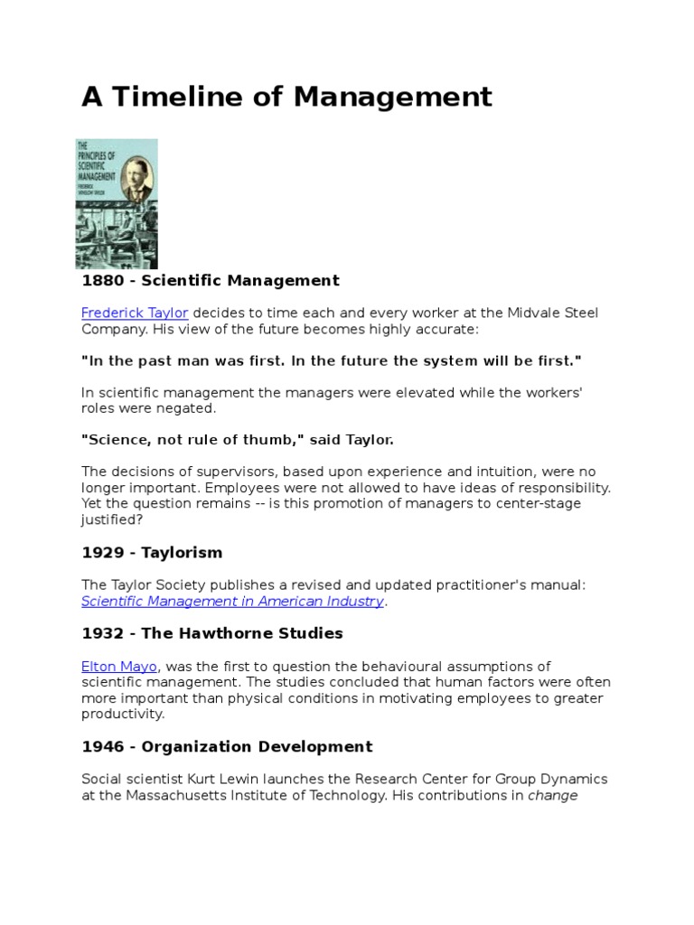 A Timeline of Management | PDF | Organization Development | System