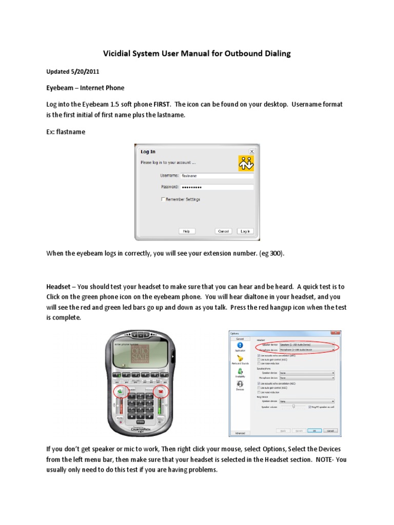 Vicidial System User Manual For Outbound Dialing: Eyebeam - Internet Phone | PDF