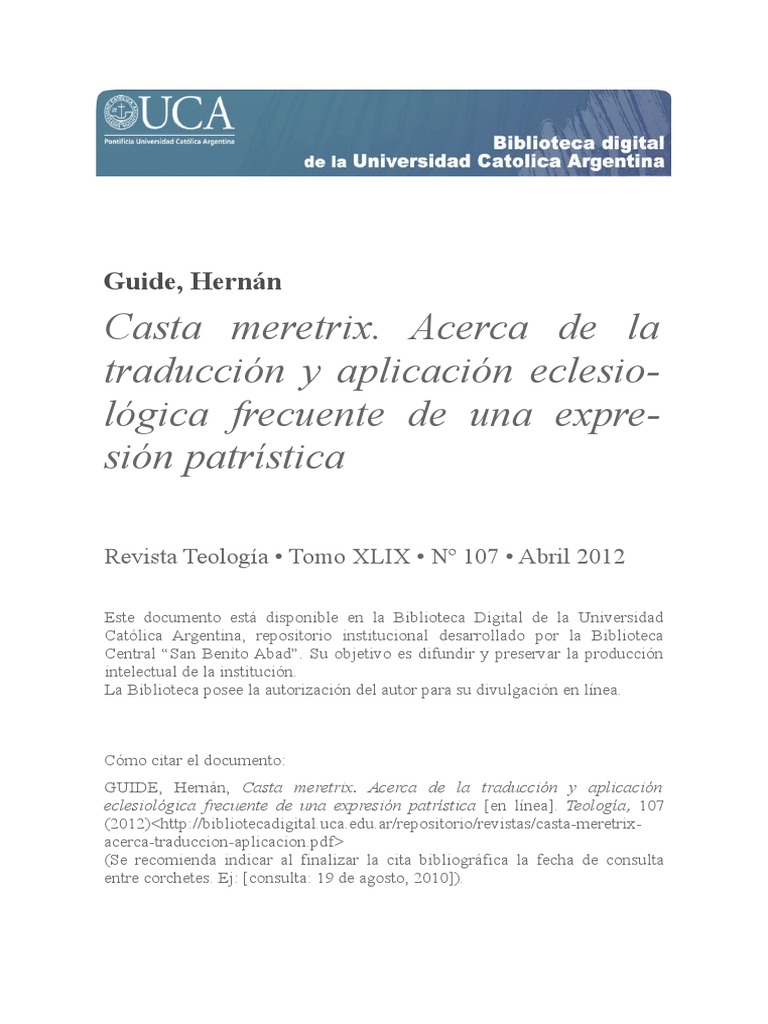 Casta Meretrix Acerca Traduccion Aplicacion | PDF | Cristo (título ...