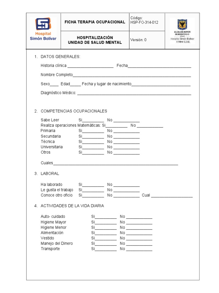 HSP-FO-314-012 Ficha Terapia Ocupacional | Descargar gratis PDF ...