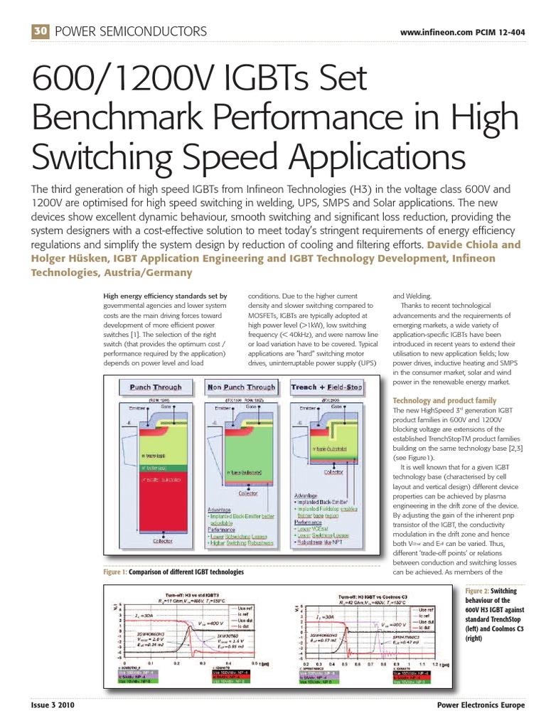 600/1200V Igbts Set Benchmark Performance in High Switching Speed Applications | PDF | Power ...