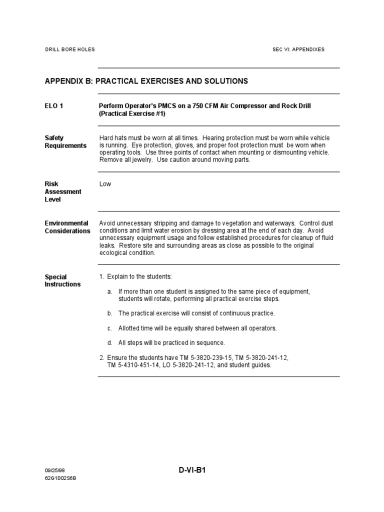 Appendix B: Practical Exercises and Solutions | PDF | Drill | Drilling