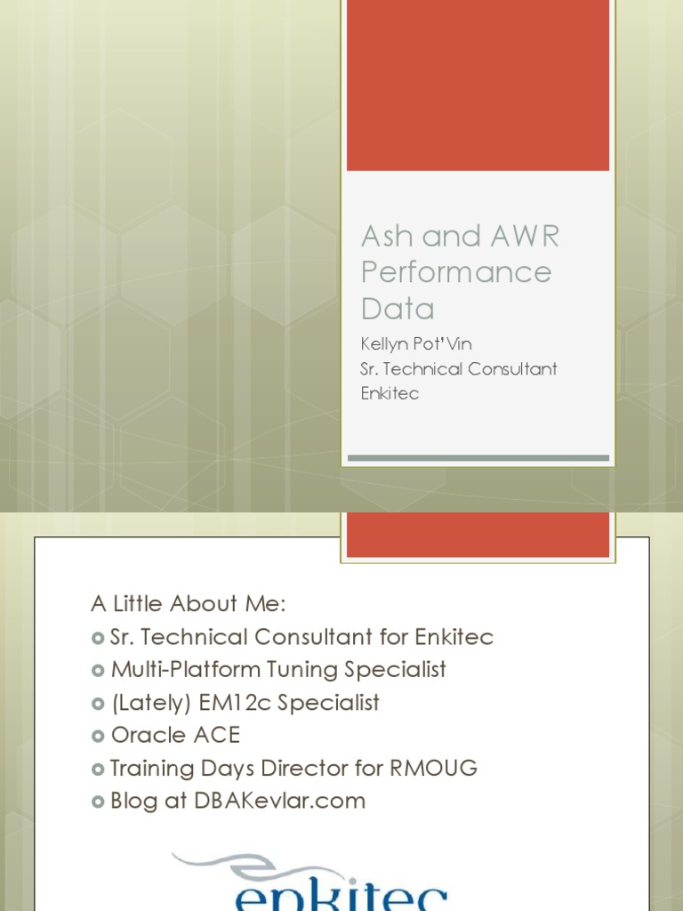 Performance Tuning ASH AWR Data Webinar PDF | PDF | Oracle Database | Sql