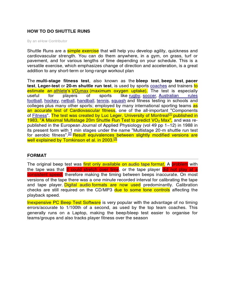 How To Do Shuttle Runs | PDF | Self Care | Recreation