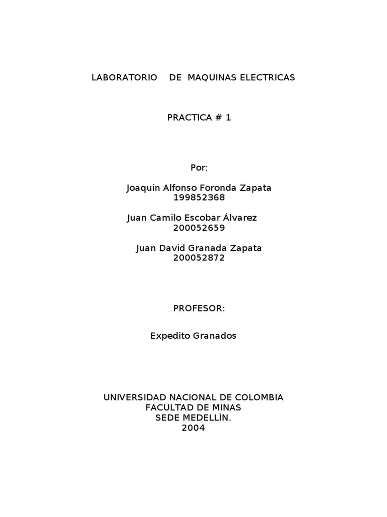 Practica 1 Lab de Maquinas Electricas | PDF | Transformador | Inductor