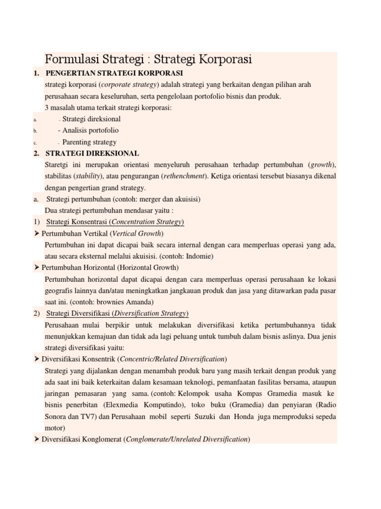 Formulasi Strategi | PDF