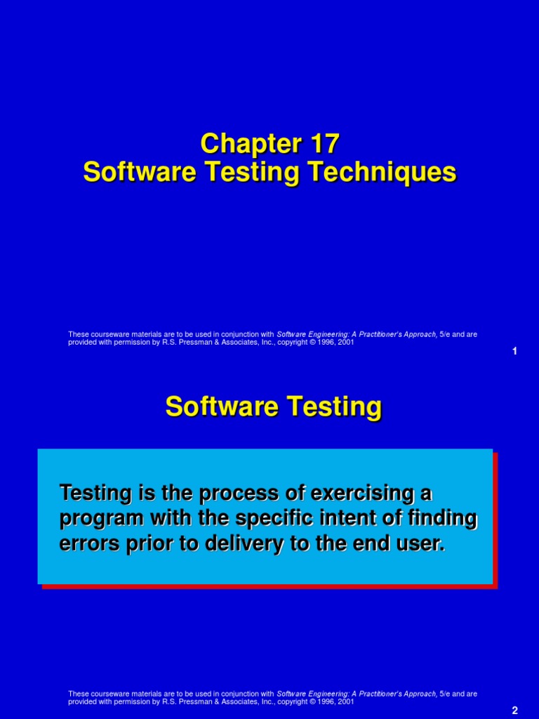 Software Testing Techniques: These Courseware Materials Are To Be Used ...