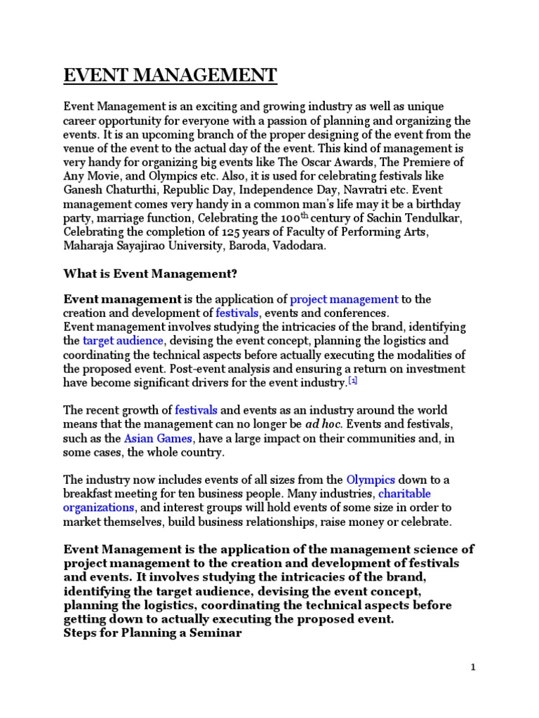 Event Management: Project Management Festivals Target Audience | PDF ...