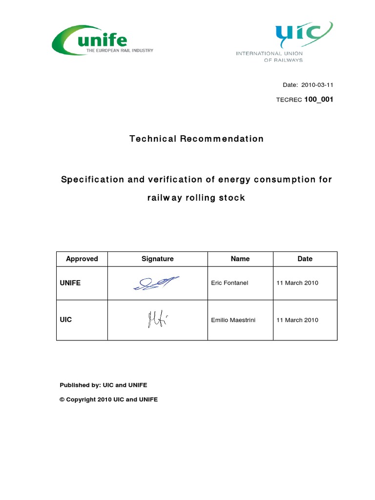 TECREC 100 001 ENERGY STANDARD VER 1 2 Final PDF | PDF | Rail Transport ...