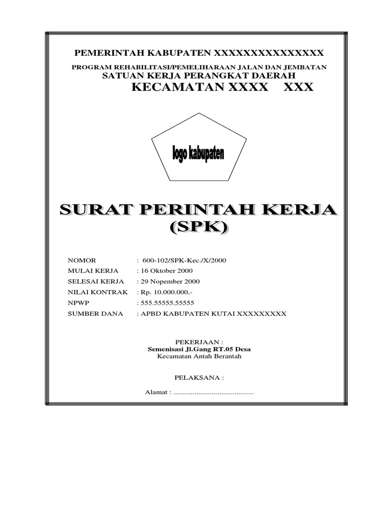 Contoh Cover SPK | PDF | Griya & Taman | Sains & Matematika