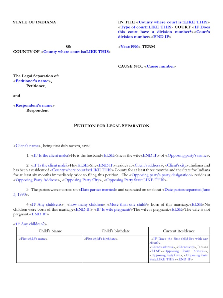 Petition For Legal Separation | PDF | Private Law | Common Law